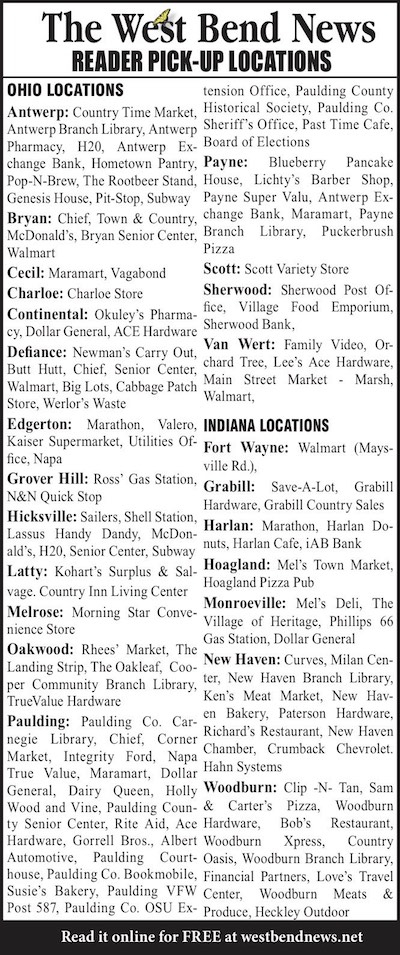 Reader Pickup Locations | West Bend News