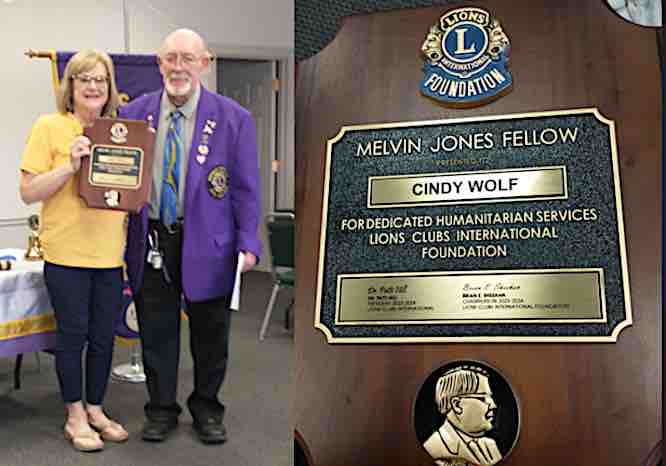 Cindy Wolf of the Heritage Lions Awarded the Melvin Jones Fellowship ...